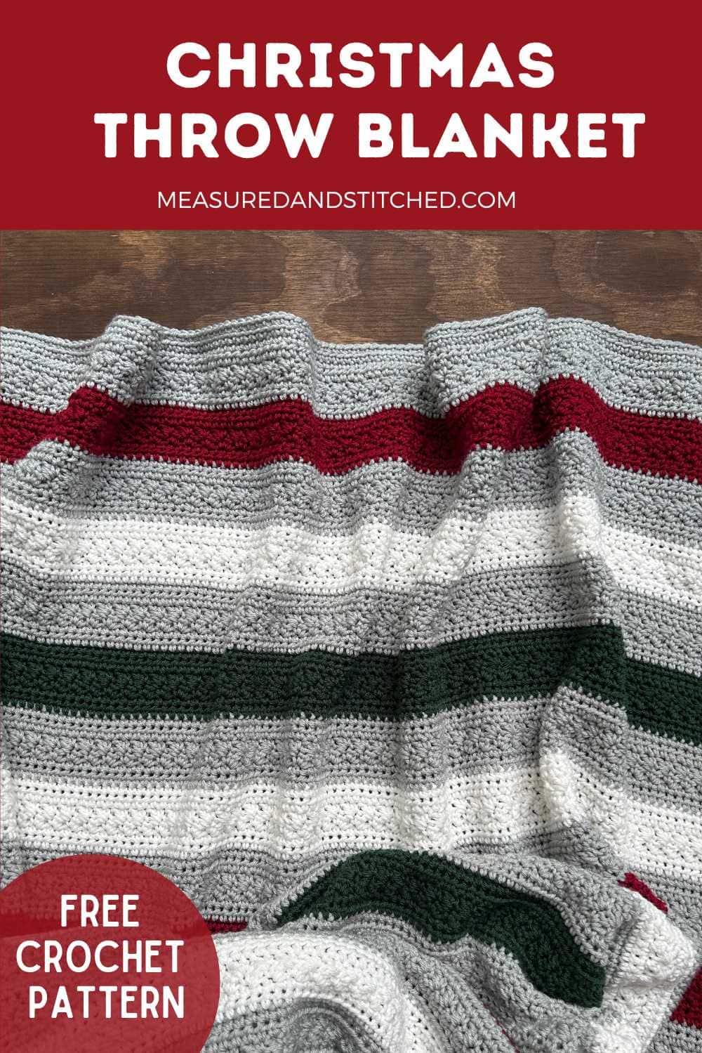 Striped Crochet Throw Blanket - Christmas Crochet Pattern